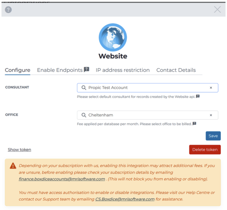 Setting up API – Propic